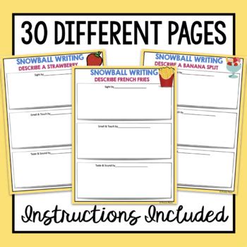 Descriptive Writing Activity Snowball Writing By Presto Plans Tpt