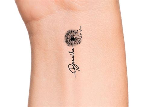 Breathe Dandelion Temporary Tattoo Etsy Australia