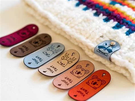 Handmade Item Custom PU Suede Leather Tags With Metal Rivet Knitting