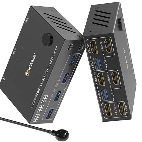 Przełącznik KVM 2 komputery 2 monitory podwójny monitor Przełącznik