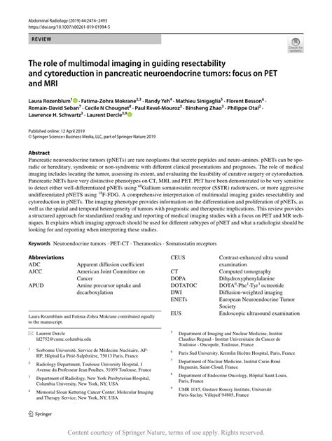 The Role Of Multimodal Imaging In Guiding Resectability And