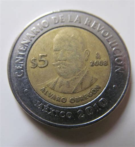 Alvaro Obregon 5 Pesos Moneda Centenario Revolucion Mexico 40 00 En