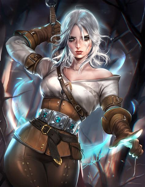 Sakimichan Realistic The Witcher 3 Wild Hunt Fantasy Girl Sword