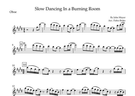 Slow Dancing In A Burning Room Arr Fabio Britto By John Mayer Sheet