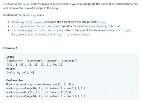 307 range sum query mutable kickstart coding