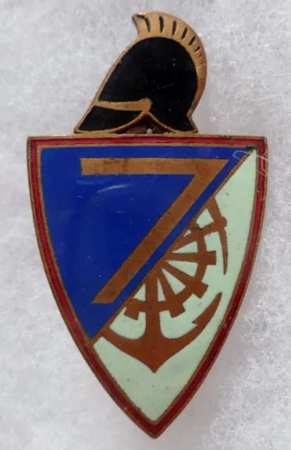 INSIGNE 7 RÉGIMENT du Génie 1939 WWII ORIGINAL AB Déposé attache