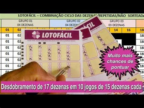 LOTOFÁCIL JOGANDO 17 DEZENAS COMBINADAS EM 10 JOGOS DE 15 DEZENAS