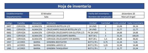 Cómo hacer el Inventario de un BAR Plantilla Excel Gratis
