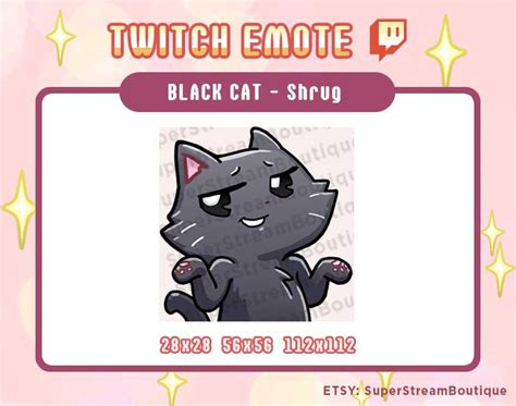Black Cat Shrug Twitch Emotes Cute Twitch Emote Discord Etsy