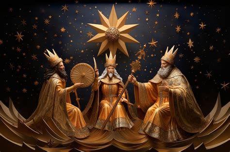 Os Tr S Reis Magos De Oriente Sobre A Estrela De Navidad Foto Premium