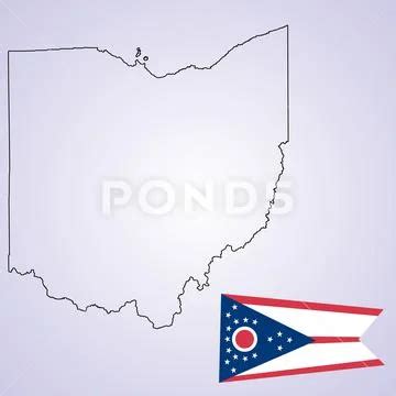 Ohio Vector Map Contour And Vector Flag Isolated On White Illustration