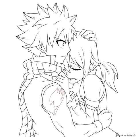 Coloriage De Natsu Qui Console Lucy Est Un Coloriage De Fairy Tail