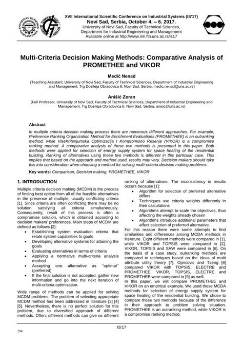 pdf multi criteria decision making methods comparative · in multiple criteria decision
