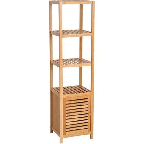 Meuble Colonne Rangement Salle De Bain Bambou Design Naturel L X L