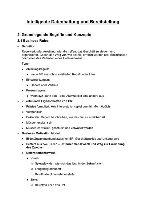 Zusammenfassung Stichpunktartige Zusammenfassung Kurseinheit 3