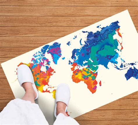 Lindo tapete quadrado aquarela mapa múndi TenStickers