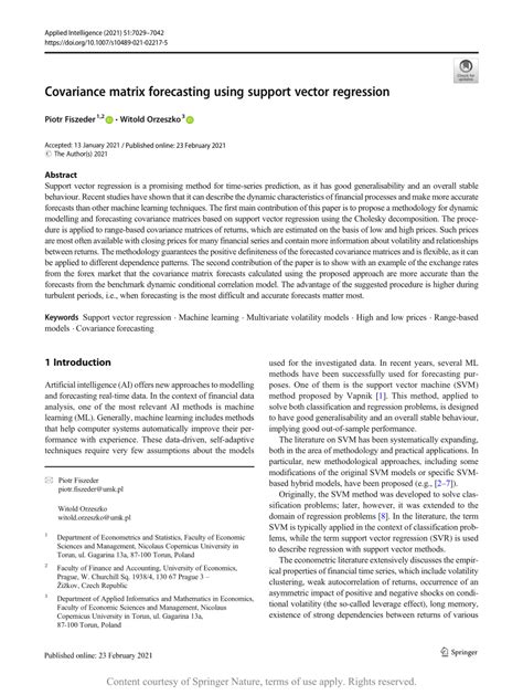pdf covariance matrix forecasting using support vector regression
