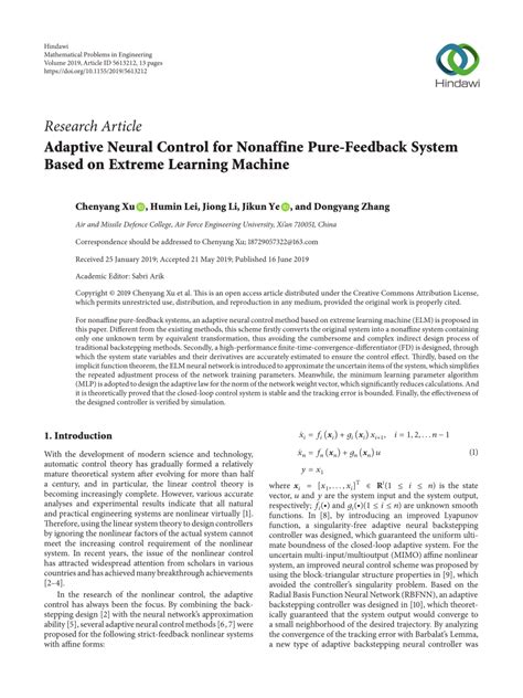 pdf adaptive neural control for nonaffine pure feedback system based on extreme learning machine