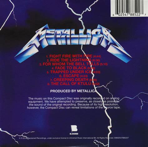 Metallica Ride The Lightning Remastered CD