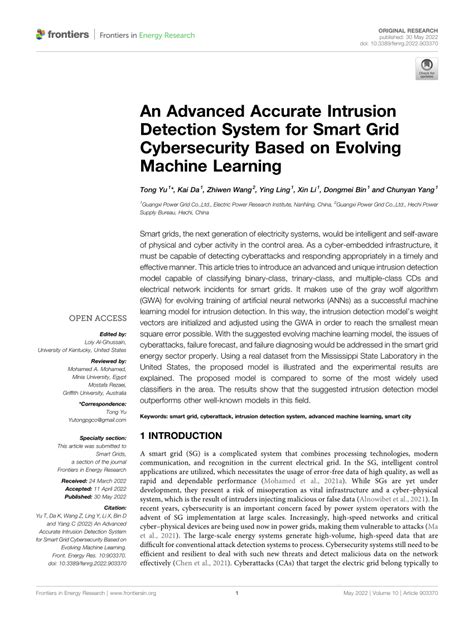 pdf an advanced accurate intrusion detection system for smart grid cybersecurity based on
