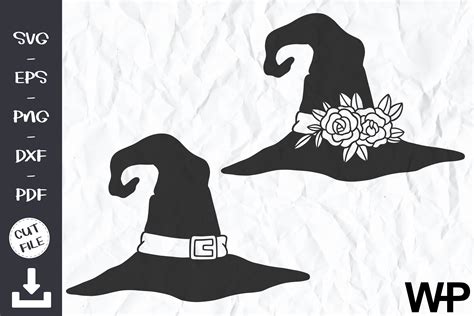 Flower Witch Hat SVG File Halloween Illustration Par Wanchana365