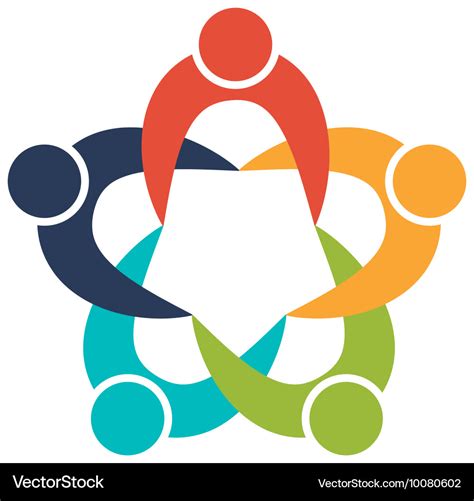 Teamwork Icon Abstract People And Support Design Vector Image