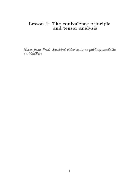 lesson 1 the equivalence principle and tensor analysis pdf mass gravity