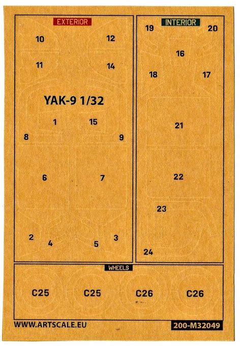 Masken für Yak 9 in 1 32 von ArtScale M32049