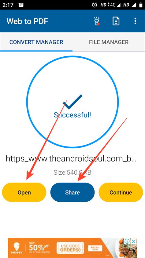 how to save a webpage as pdf on android