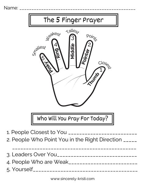Finger Prayer Word Search Printable