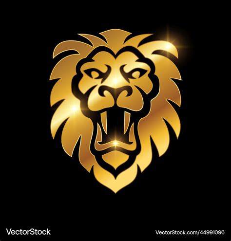 Golden Lion Head Logo Icon Royalty Free Vector Image