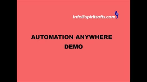 rpa automation anywhere demo video youtube