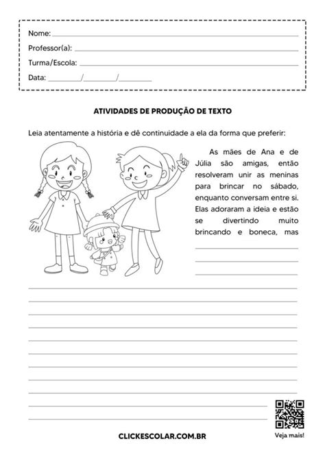 Atividades de Produção de texto para 3º Ano