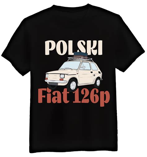 Koszulka Męska Polski Fiat 126p Czarna 3XL PRL Fiat 125 126P Maluch