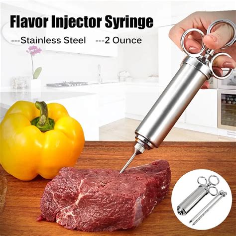 Inyector De Adobo Para Carne De Pavo De Acero Inoxidable De Oz Jeringa