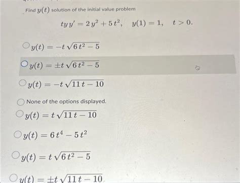 solved find y t solution of the initial value problem