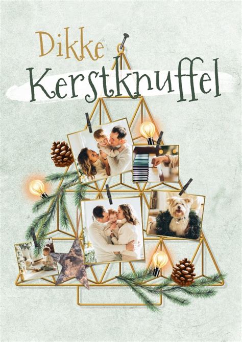 Kerstkaart Kerstboom Geometrisch Fotocollage Kaartje2go