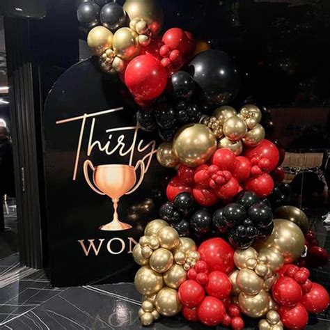 PACKAGE INCLUDE 51pcs Black Balloons 41pcs Red Balloons 41pcs Gold
