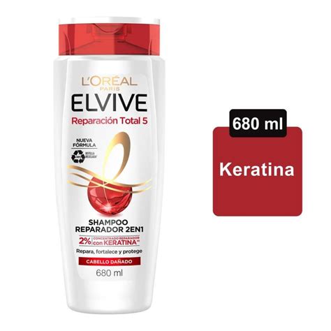 Shampoo 2 en 1 L Oréal Paris Elvive reparación total 680 ml Walmart