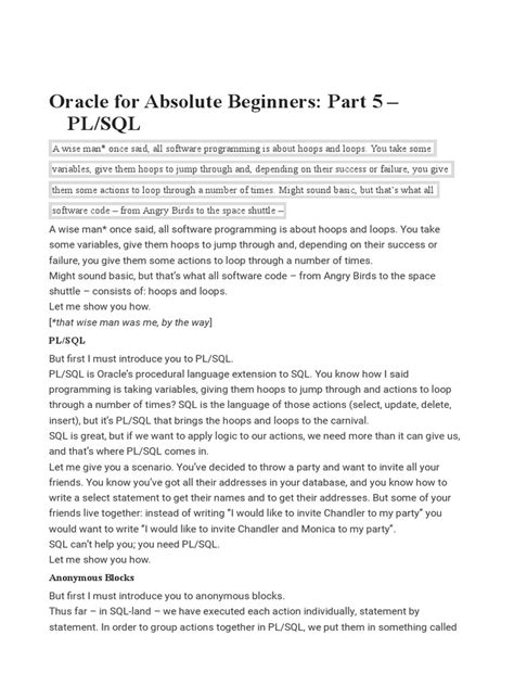 oracle for absolute beginners part 5 pl sql pdf control flow boolean data type