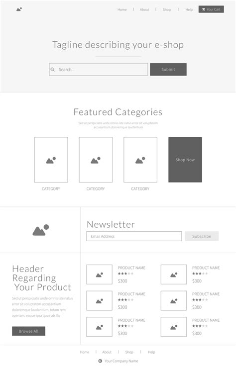 Plantilla De Esquema De Sitio Web Ecommerce Moqups
