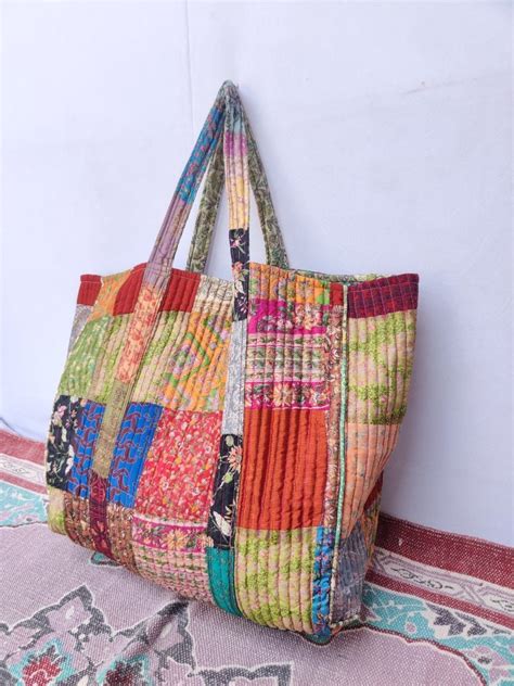 Patchwork Tote Bag PATTERN Large Quilted Tote Women S Etsy