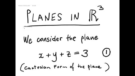 Three Forms Of A Plane In R By Example Cartesian Form Parametric