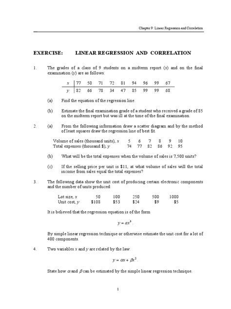 chapter 9 linear regression and correlation pdf regression analysis linear regression