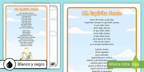 Oración al espíritu santo corta Educación religiosa Twinkl