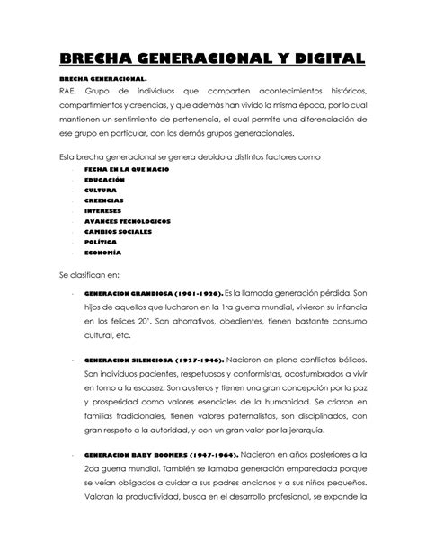 Brecha Generacional PDF BRECHA GENERACIONAL Y DIGITAL BRECHA