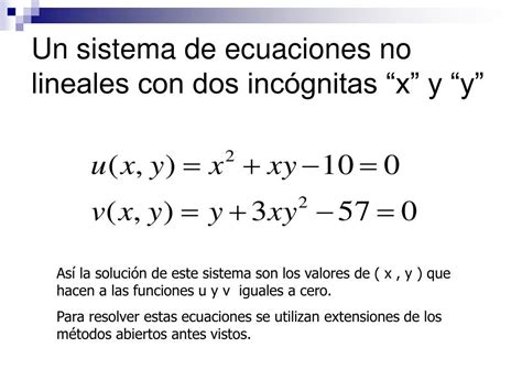 PPT SISTEMAS DE ECUACIONES NO LINEALES PowerPoint Presentation Free