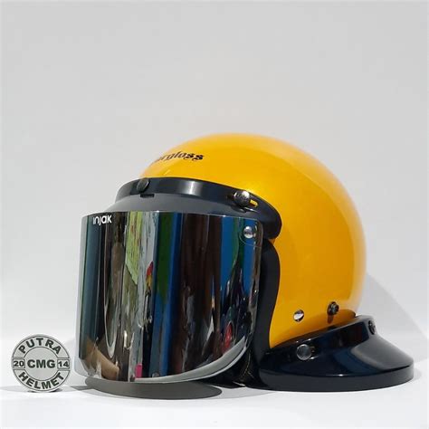 Jual PAKET HELM CARGLOSS CARGLOS ORIGINAL CFM RETRO EXOTIC YELLOW