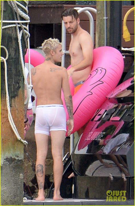 Justin Bieber Goes Wakeboarding In Just His Boxers Photo