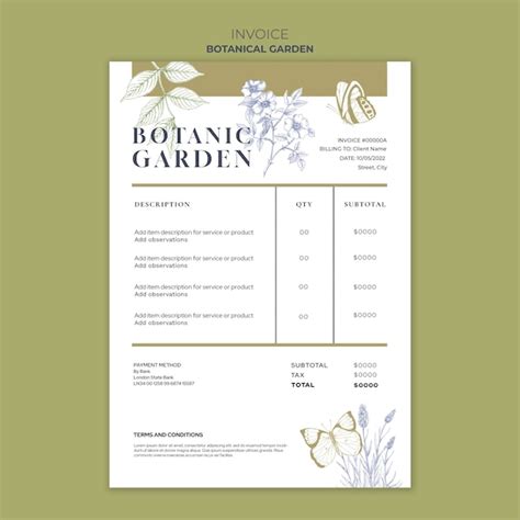 Modèle De Facture De Jardin Botanique PSD Premium